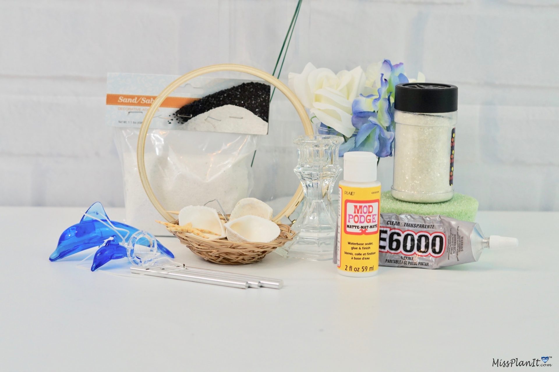 DIY Tall Dolphin Beach Wedding Centerpiece with $3 Dollar Tree Vase