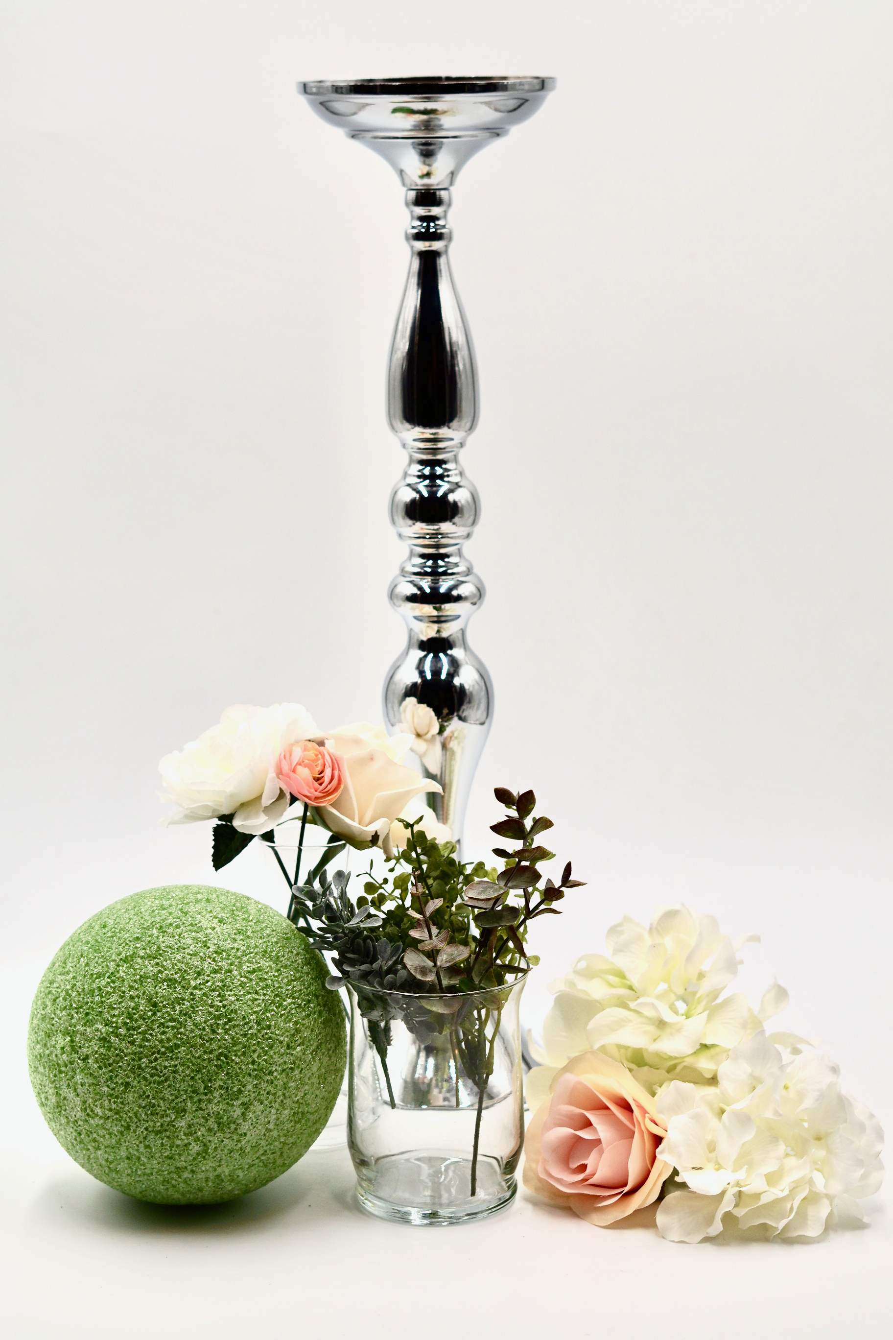 Tall Rose Candlestick Wedding Centerpiece