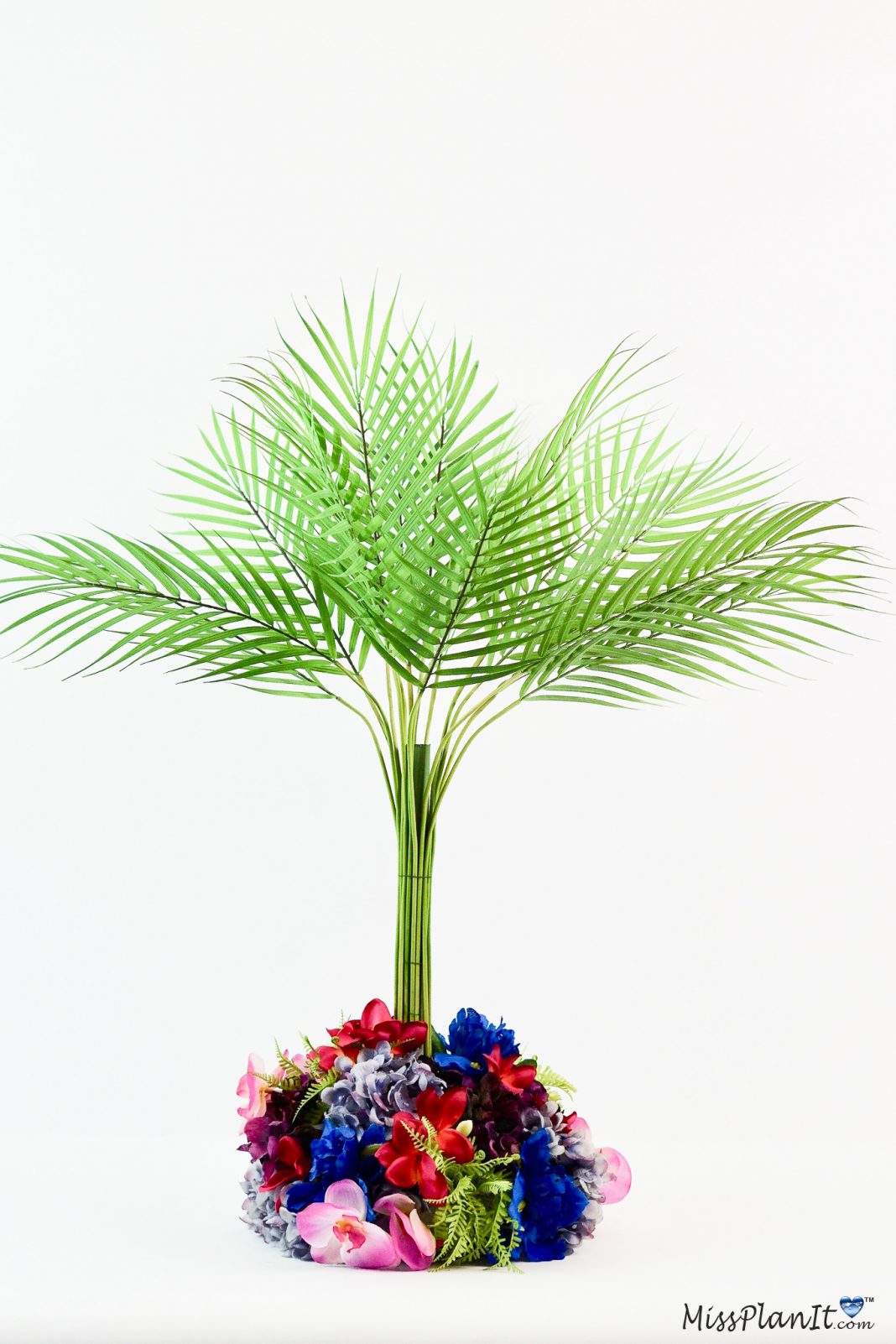 DIY Tall Palm Tree Tropical Wedding Centerpiece Idea
