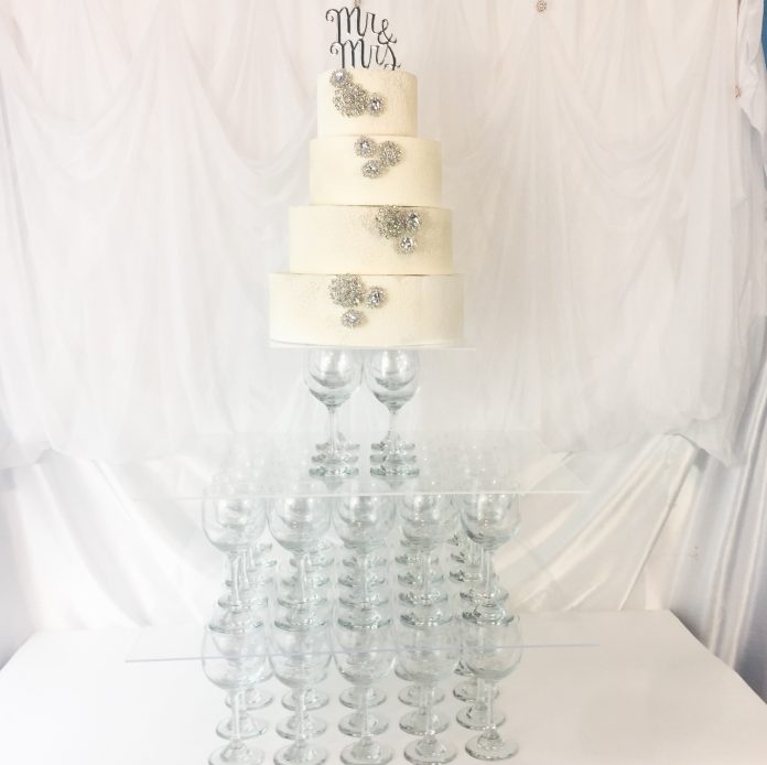 How To: DIY Elegant Wine Glass Wedding Cake Display Stand
