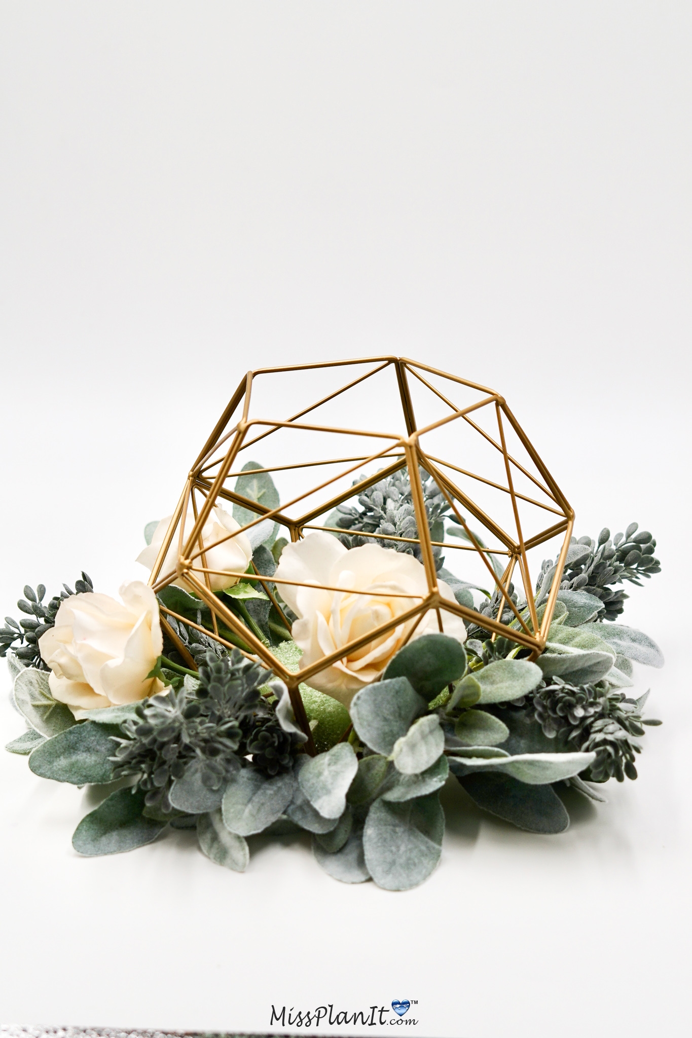 DIY Rose Gold Lighted Geometric Wedding Centerpieces