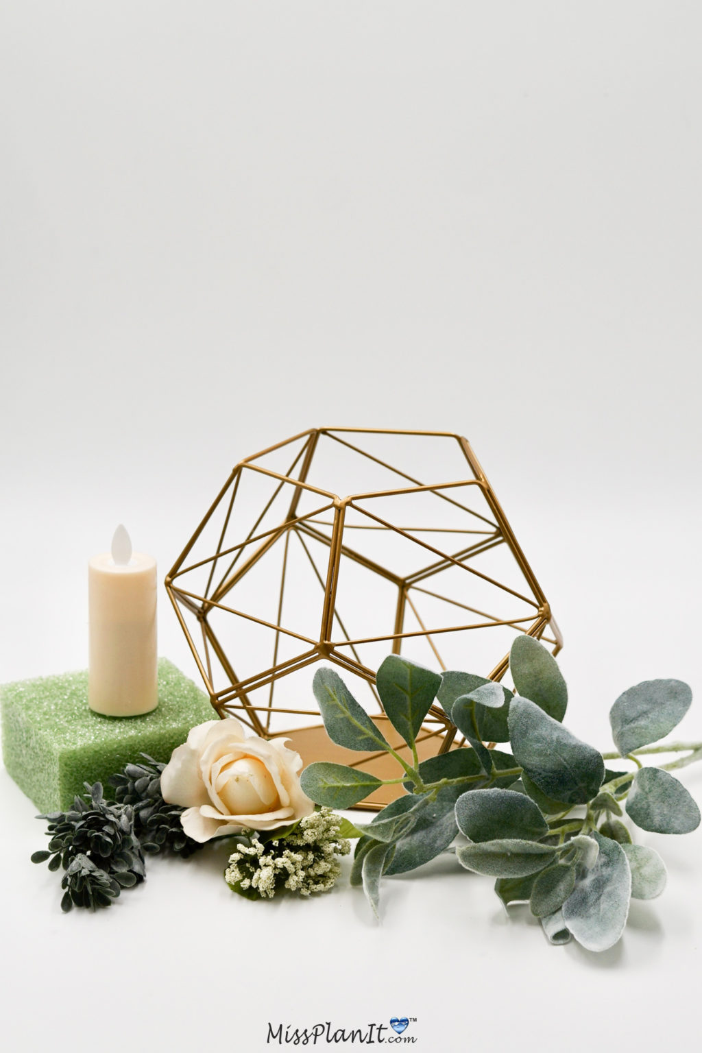 DIY Rose Gold Lighted Geometric Wedding Centerpieces